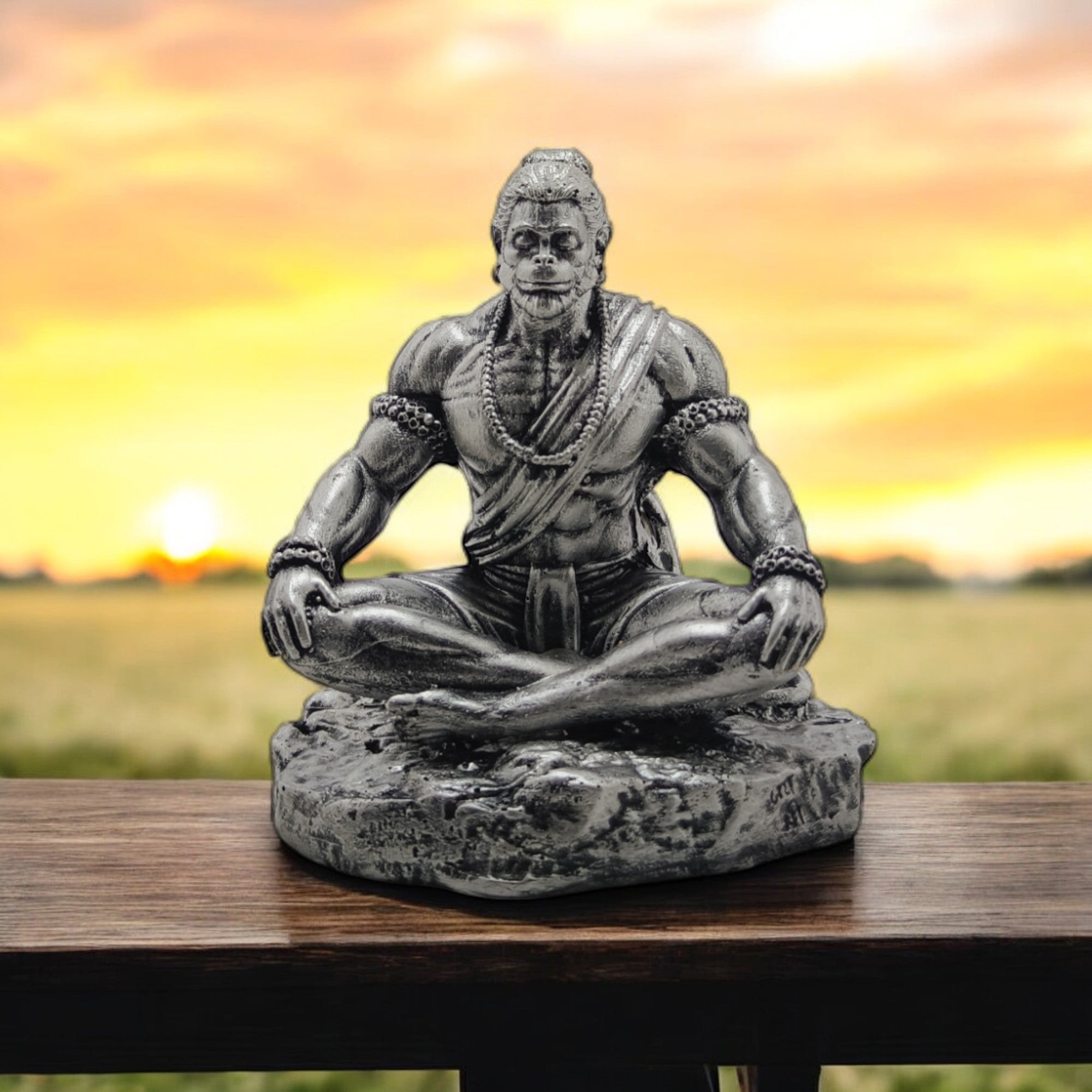 Resin Statue of Lord Hanuman in Meditation - Symbol of Strength and De ...